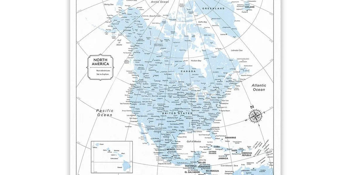 North America Poster - Light Blue Color Splash - Conquest Maps LLC
