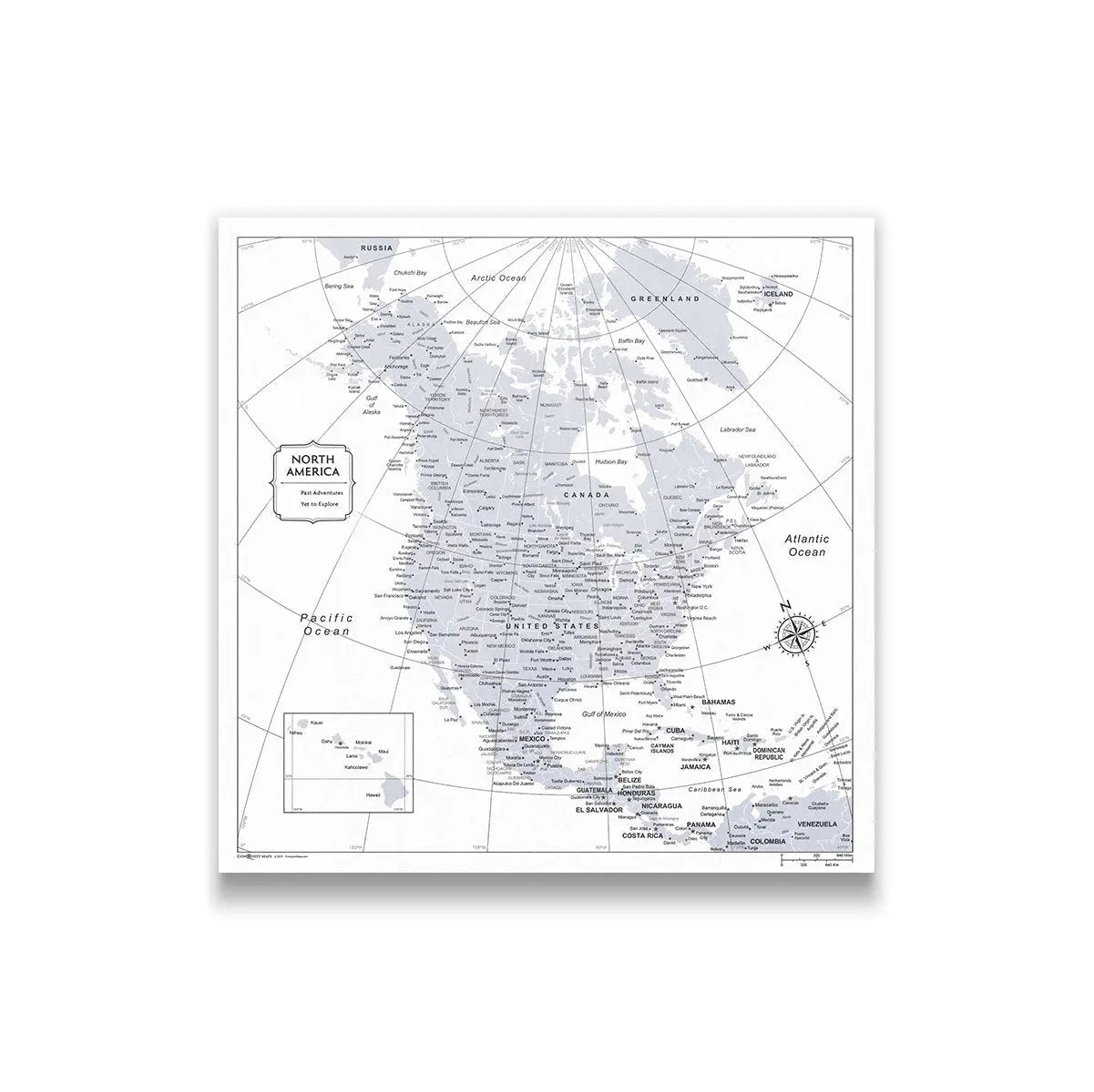 North America Poster - Light Gray Color Splash - Conquest Maps LLC