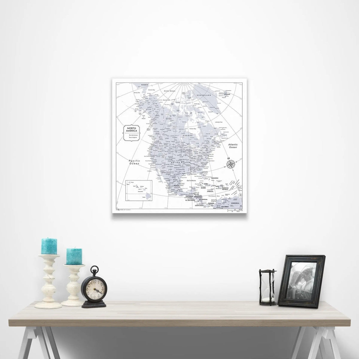North America Poster - Light Gray Color Splash - Conquest Maps LLC