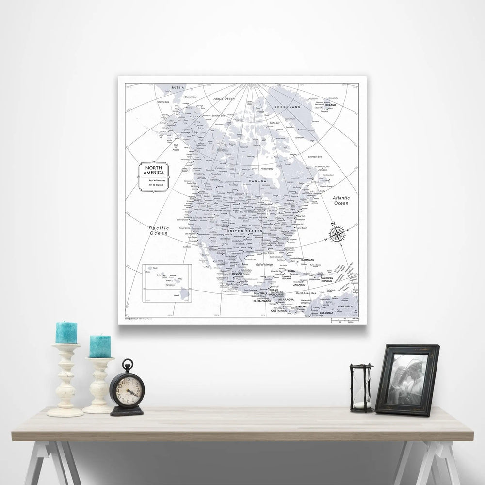 North America Poster - Light Gray Color Splash - Conquest Maps LLC