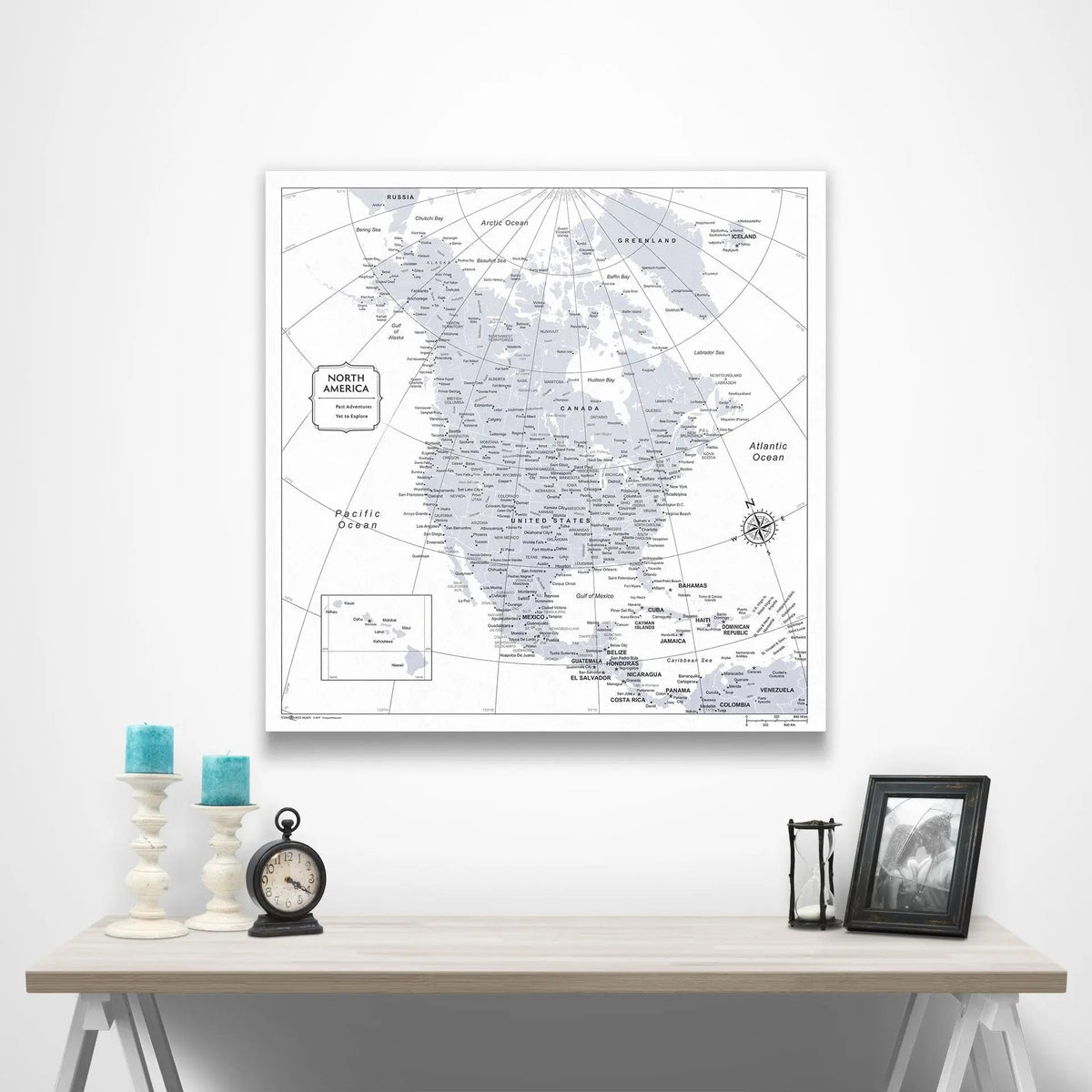 North America Poster - Light Gray Color Splash - Conquest Maps LLC