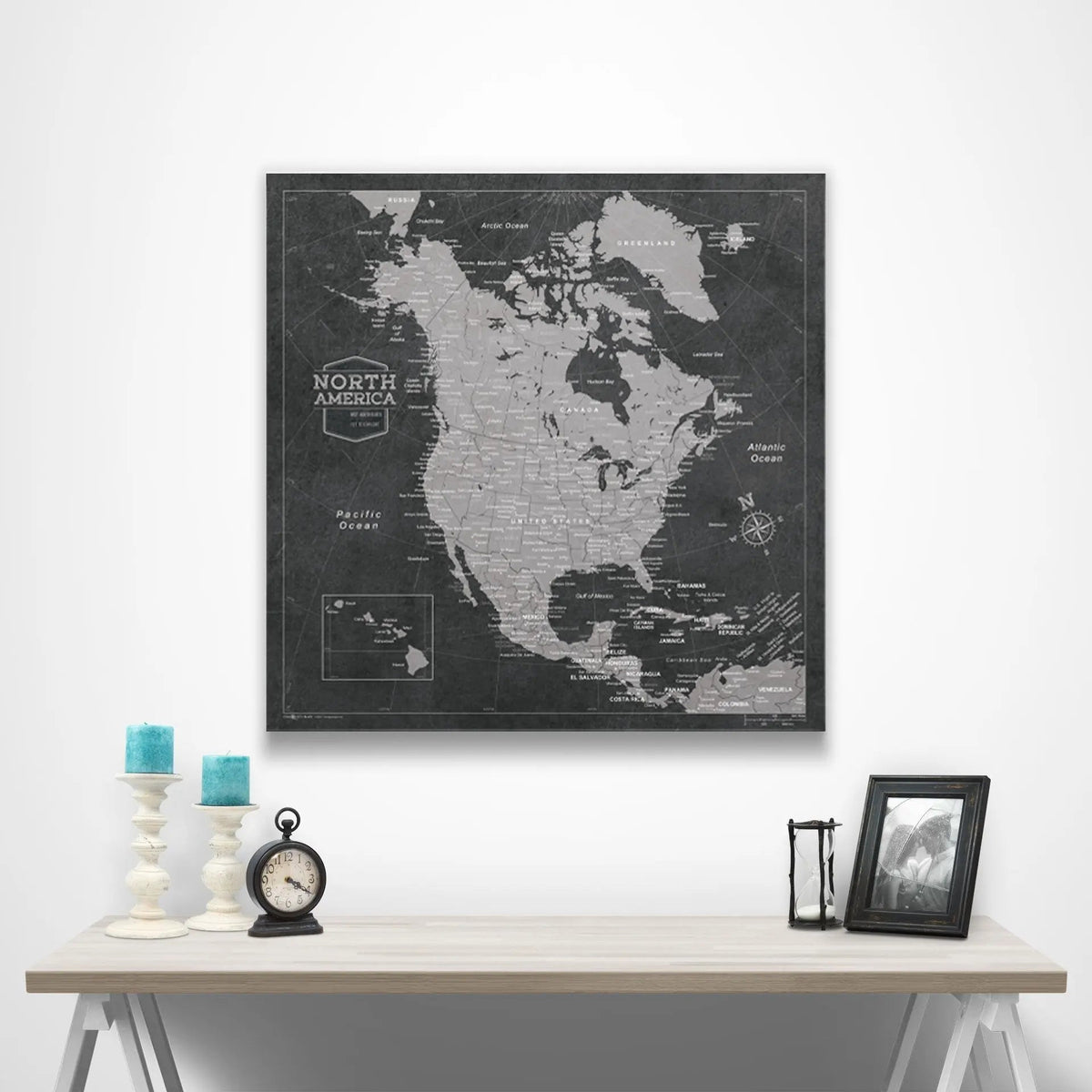 North America Travel Map Poster: Modern Slate