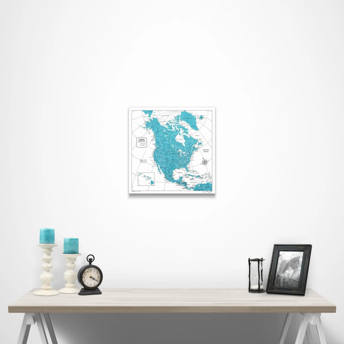 North America Poster - Teal Color Splash - Conquest Maps LLC