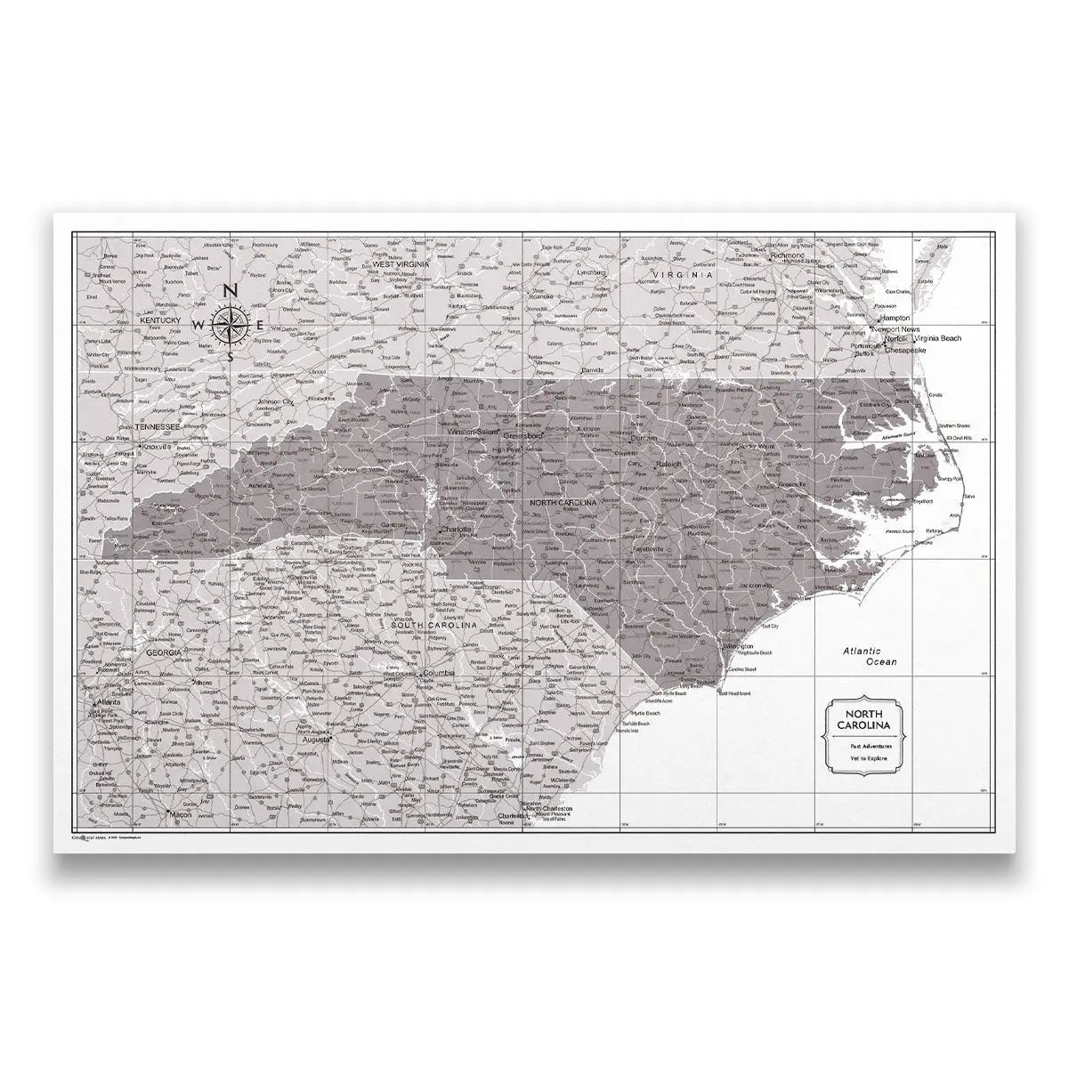 North Carolina Map Poster - Dark Brown Color Splash - Conquest Maps LLC