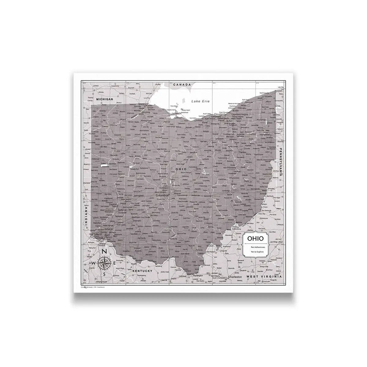 Ohio Map Poster - Dark Brown Color Splash - Conquest Maps LLC