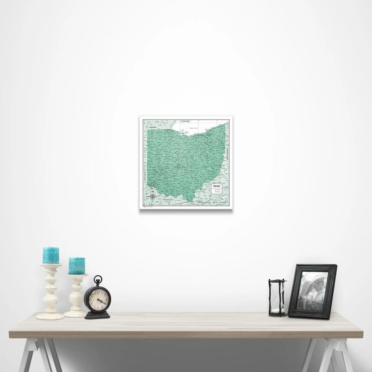 Ohio Map Poster - Green Color Splash - Conquest Maps LLC
