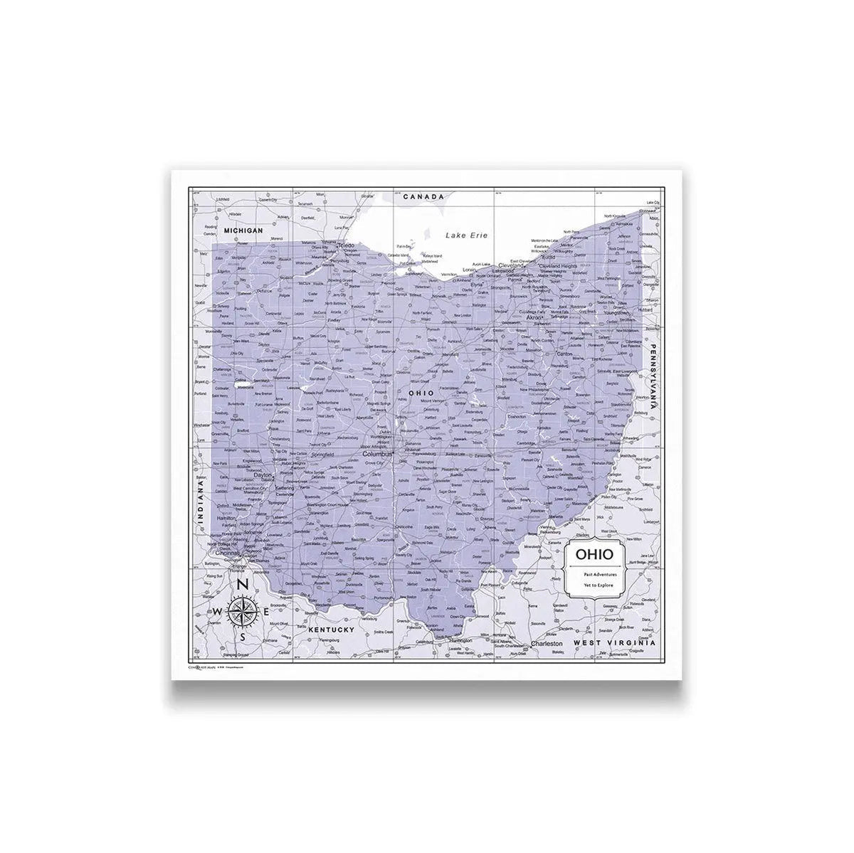 Ohio Map Poster - Purple Color Splash - Conquest Maps LLC