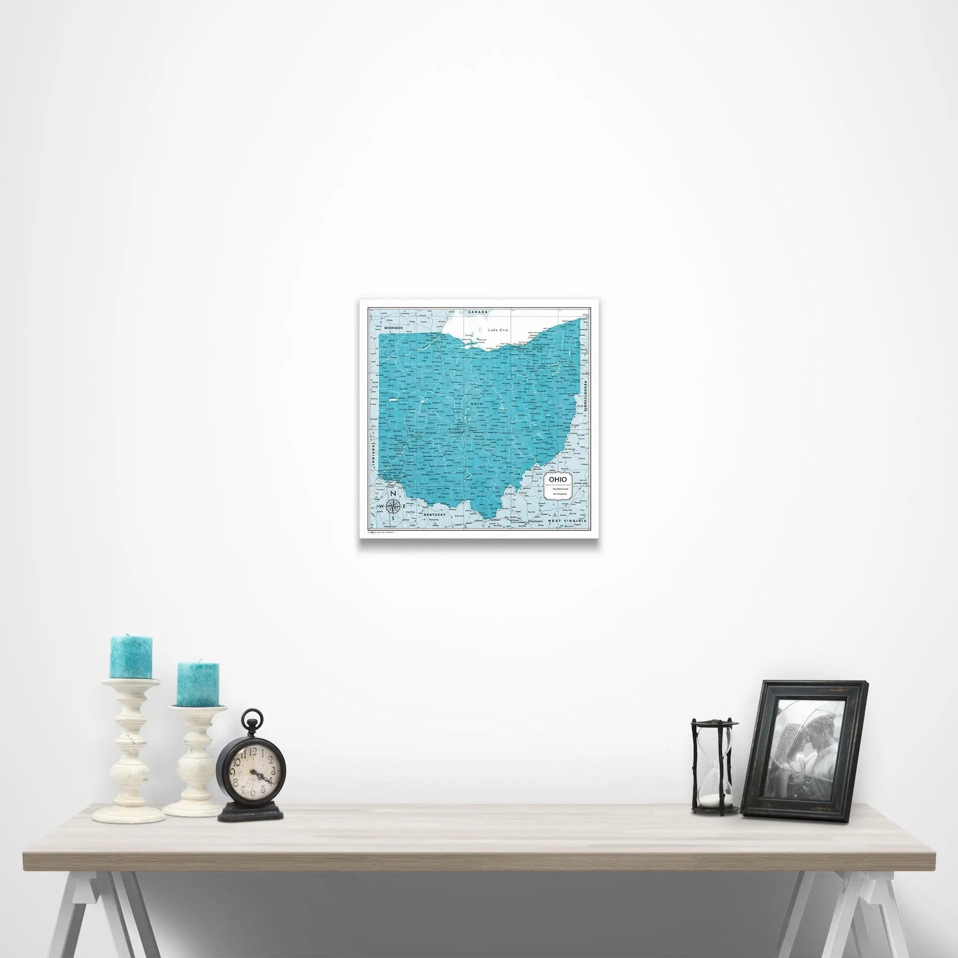 Ohio Map Poster - Teal Color Splash - Conquest Maps LLC