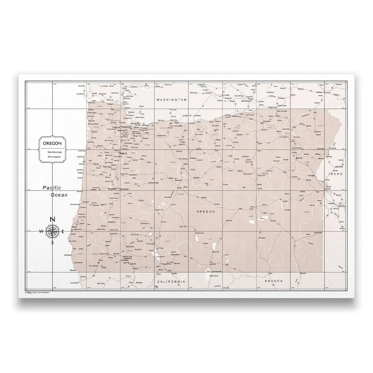 Oregon Map Poster - Light Brown Color Splash - Conquest Maps LLC
