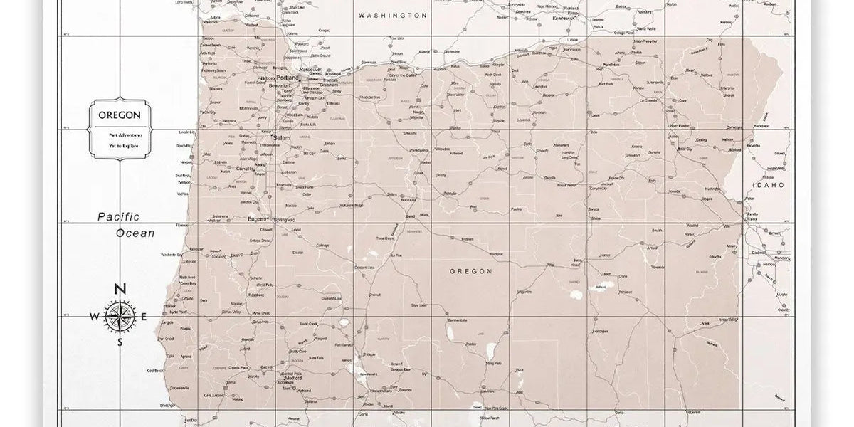 Oregon Map Poster - Light Brown Color Splash - Conquest Maps LLC