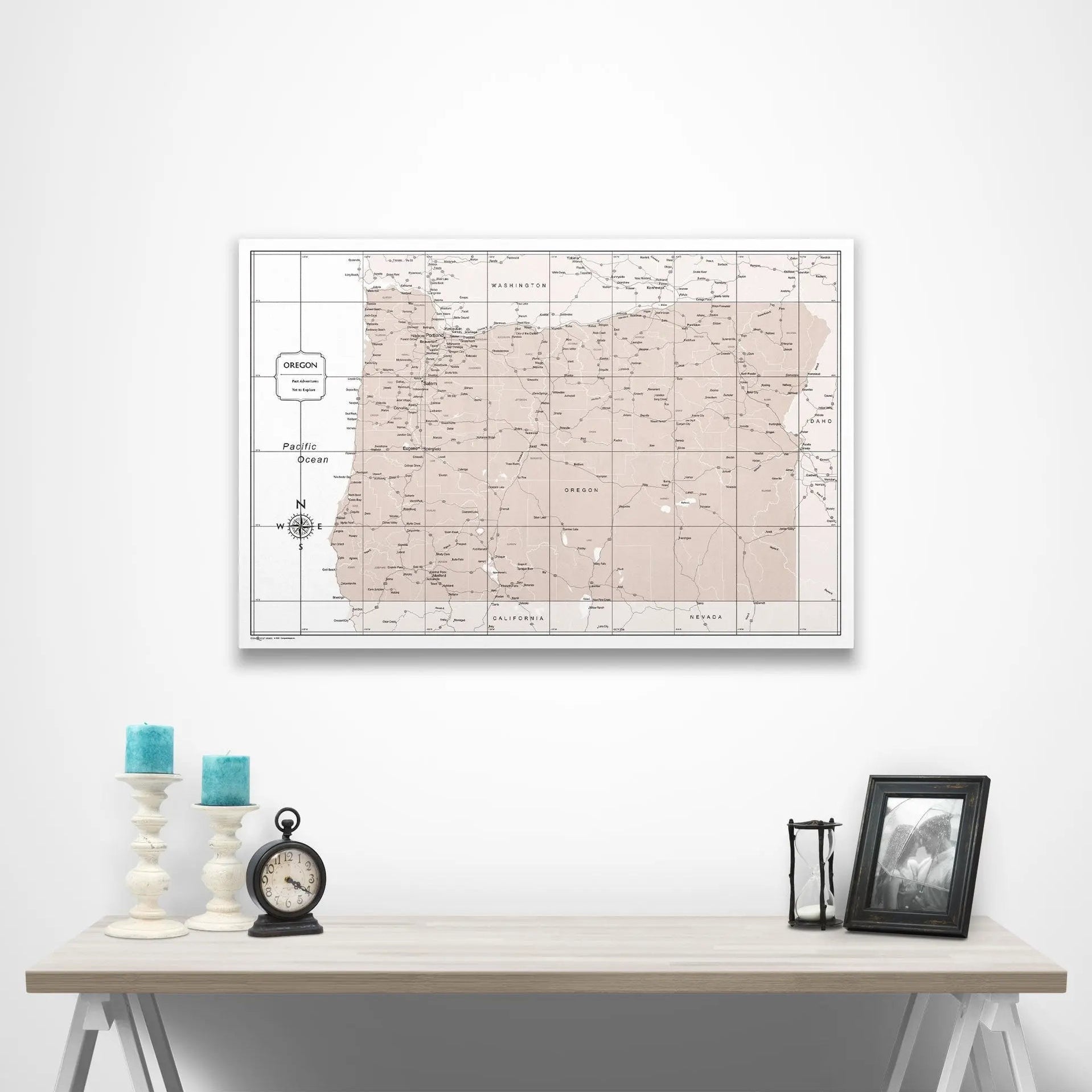 Oregon Map Poster - Light Brown Color Splash - Conquest Maps LLC