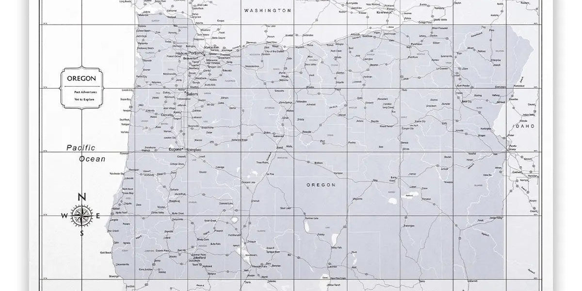 Oregon Map Poster - Light Gray Color Splash - Conquest Maps LLC