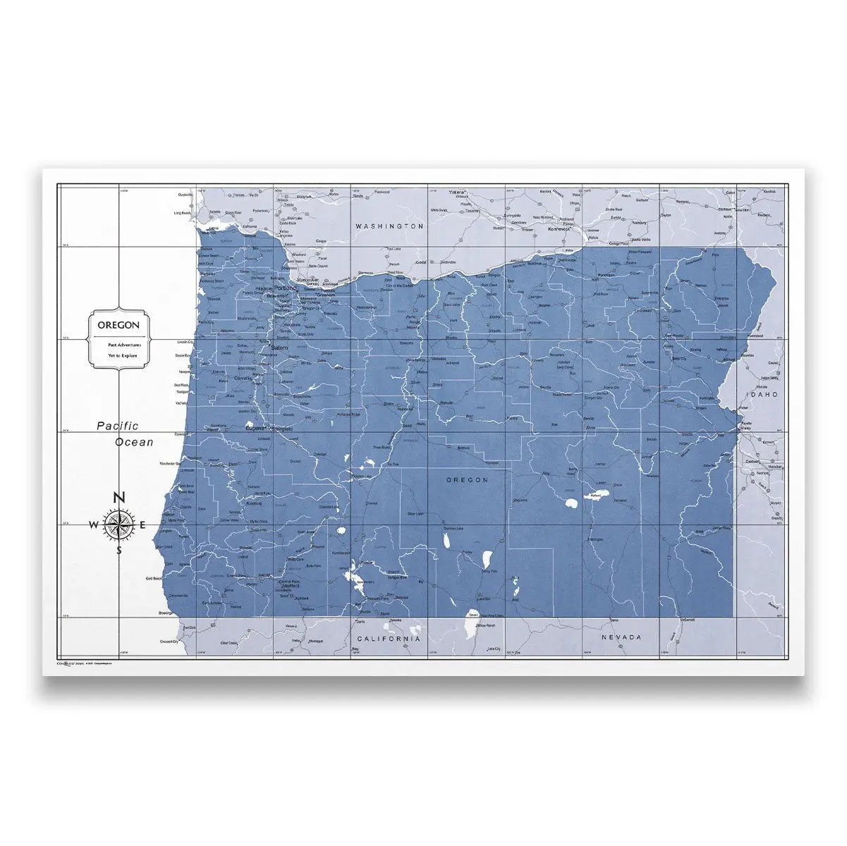 Oregon Map Poster - Navy Color Splash - Conquest Maps LLC