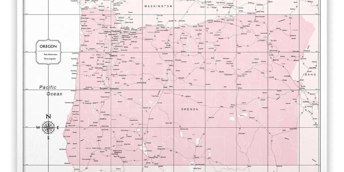 Oregon Map Poster - Pink Color Splash - Conquest Maps LLC