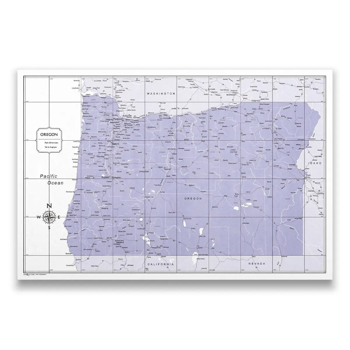 Oregon Map Poster - Purple Color Splash - Conquest Maps LLC
