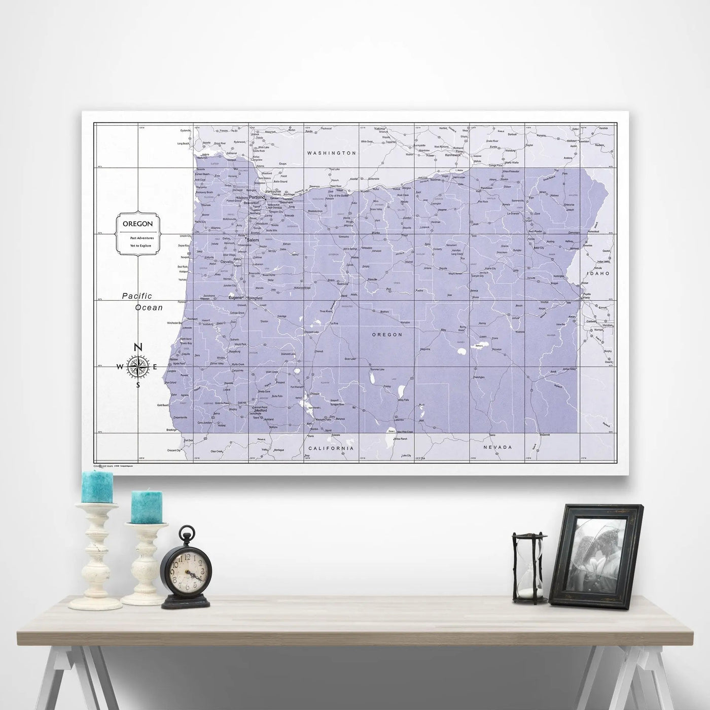 Oregon Map Poster - Purple Color Splash - Conquest Maps LLC