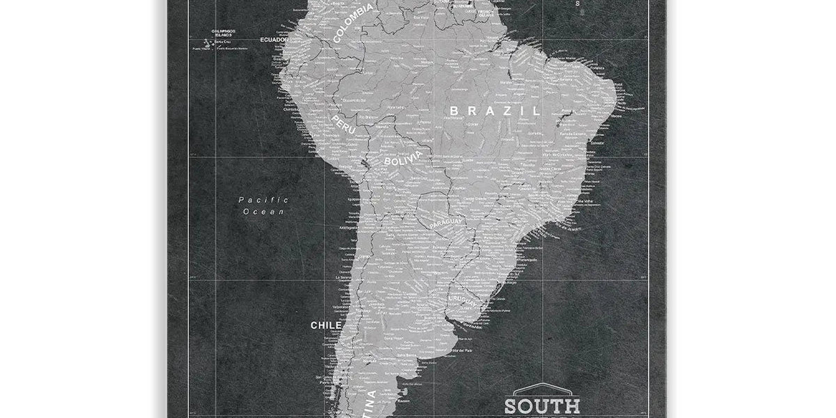 South America Map Poster - Modern Slate - Conquest Maps LLC