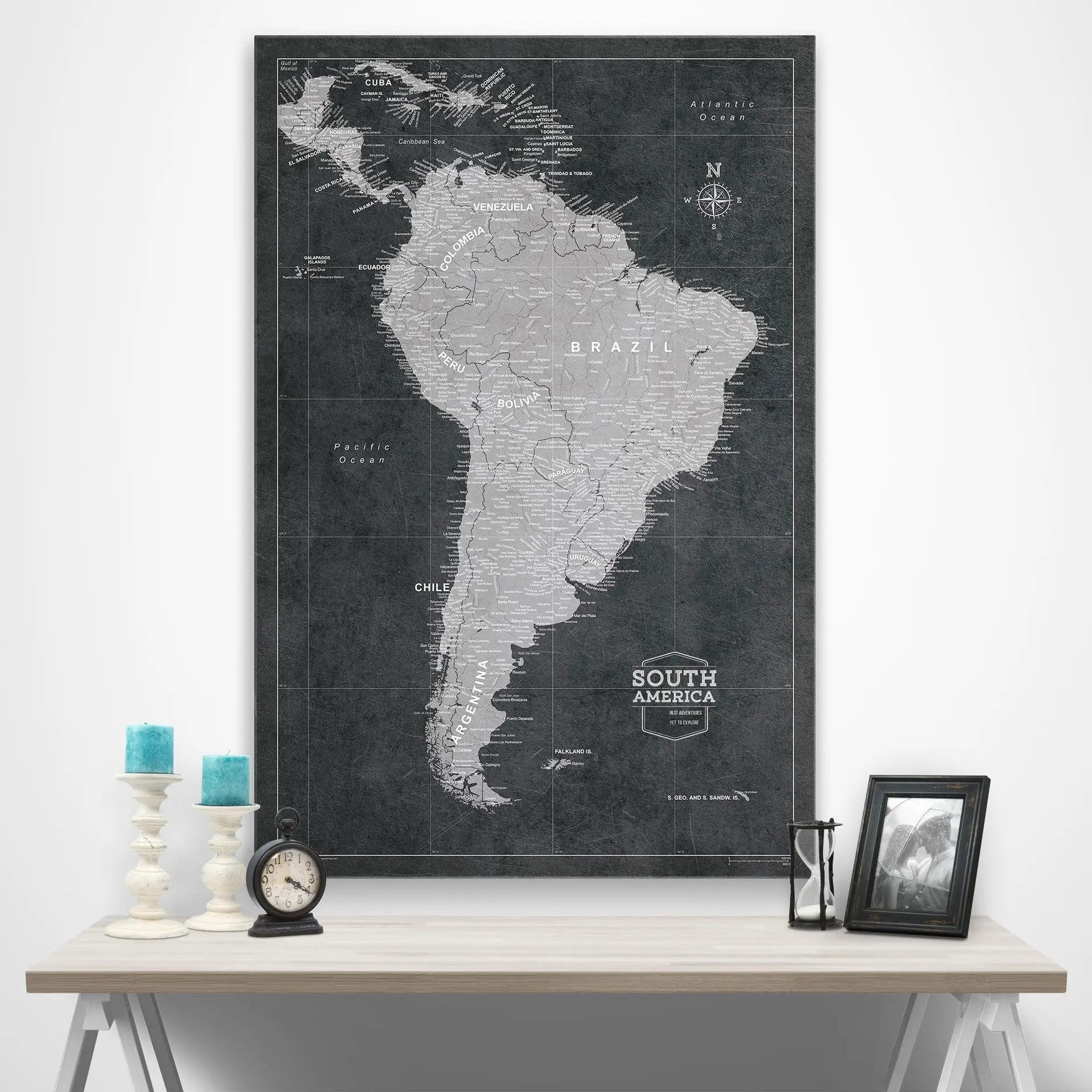 South America Map Poster - Modern Slate - Conquest Maps LLC