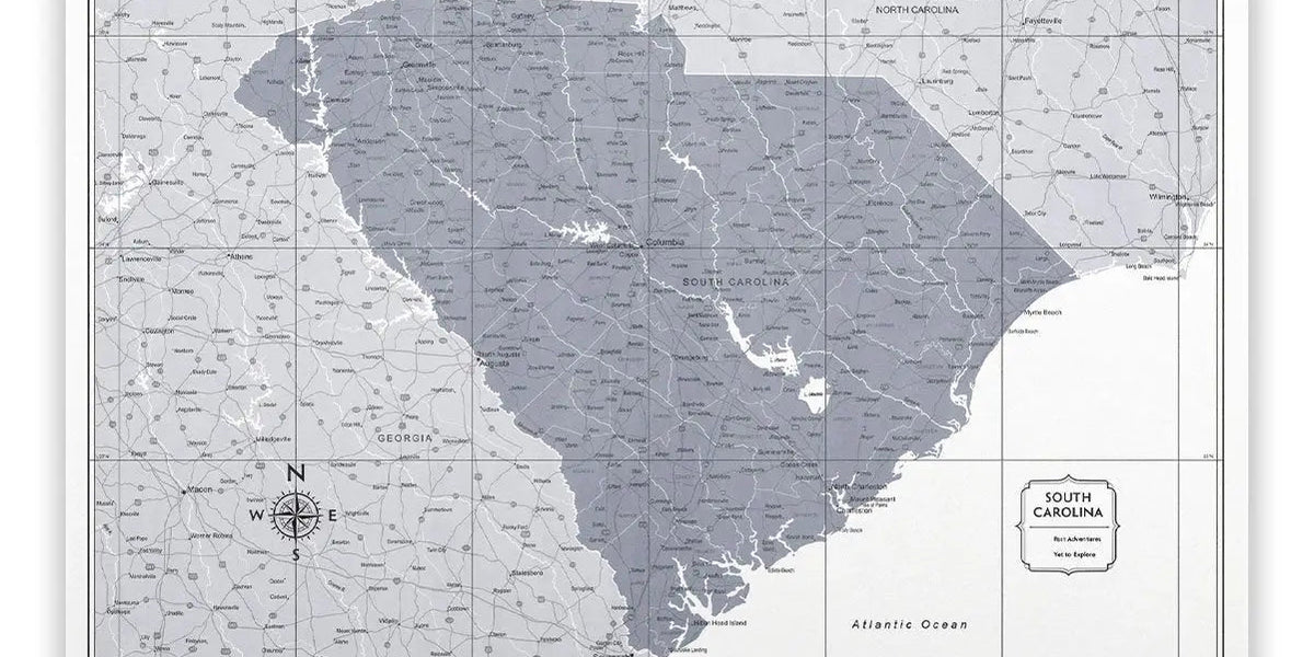 South Carolina Map Poster - Dark Gray Color Splash - Conquest Maps LLC