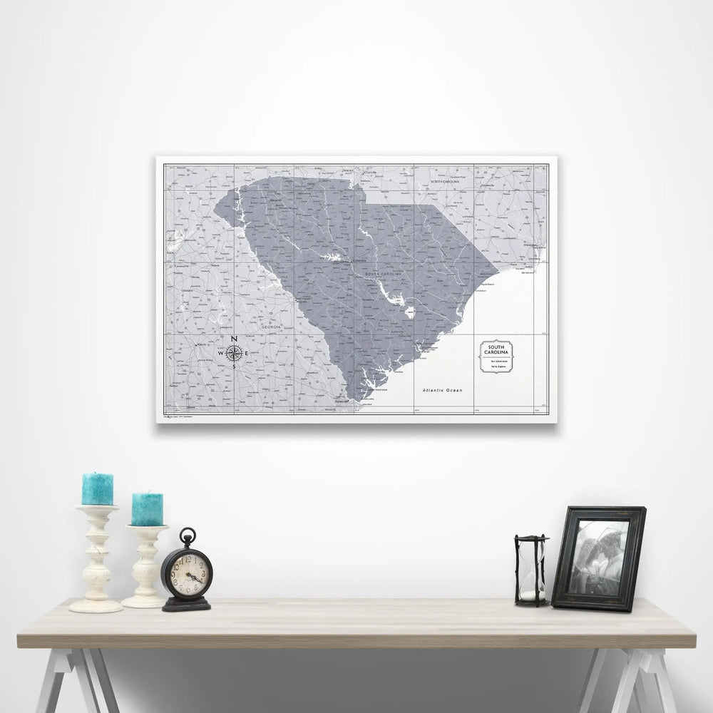 South Carolina Map Poster - Dark Gray Color Splash - Conquest Maps LLC