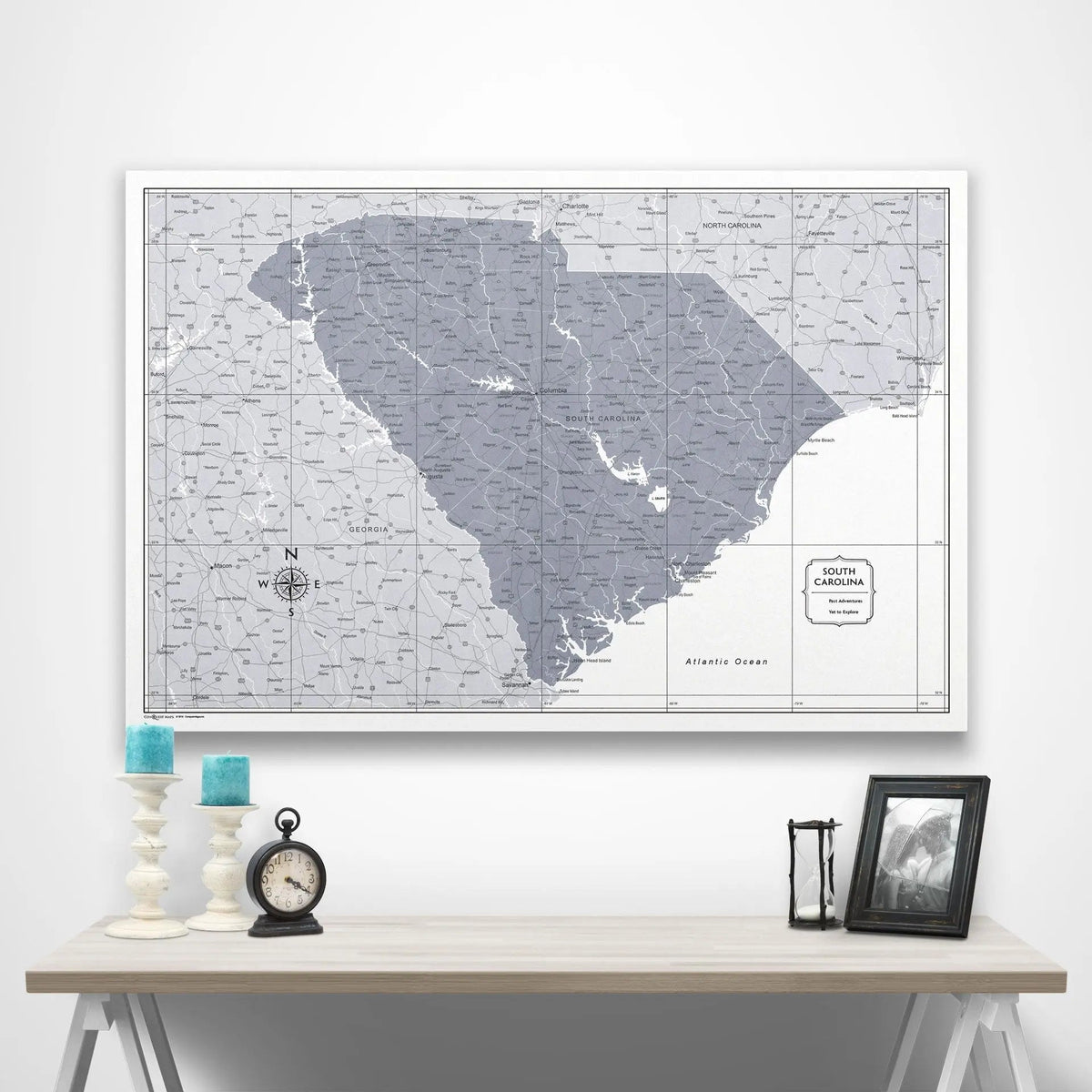 South Carolina Map Poster - Dark Gray Color Splash - Conquest Maps LLC