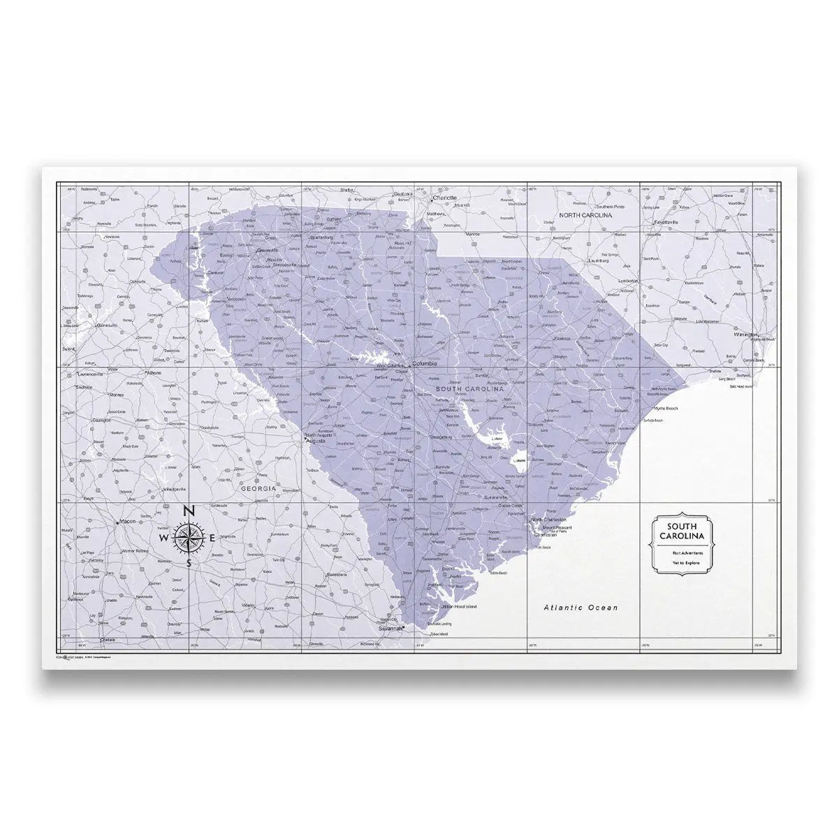 Push Pin South Carolina Map (Pin Board) - Purple Color Splash ...