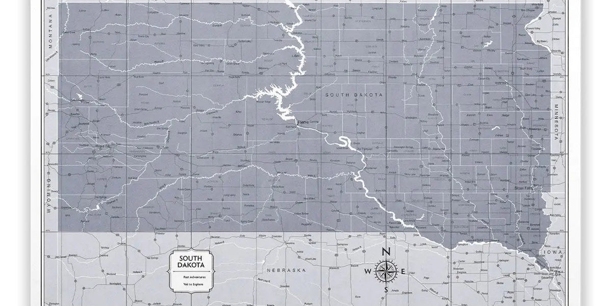 South Dakota Map Poster - Dark Gray Color Splash - Conquest Maps LLC