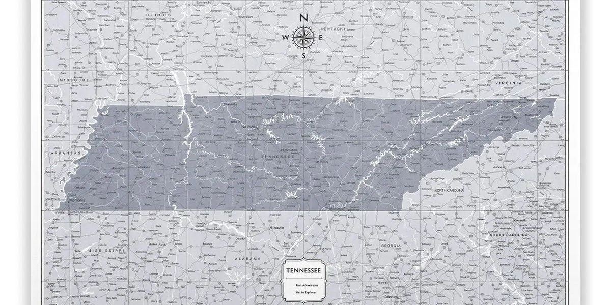 Push Pin Tennessee Map (Pin Board/Poster) - Dark Gray Color Splash ...