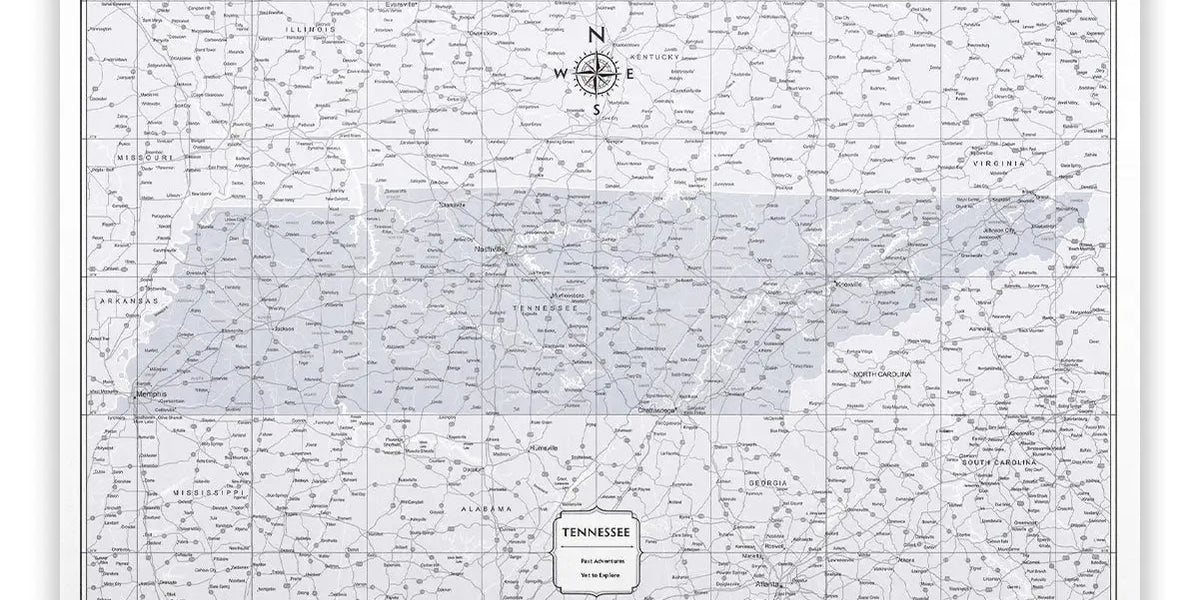 Push Pin Tennessee Map (Pin Board/Poster) - Light Gray Color Splash ...