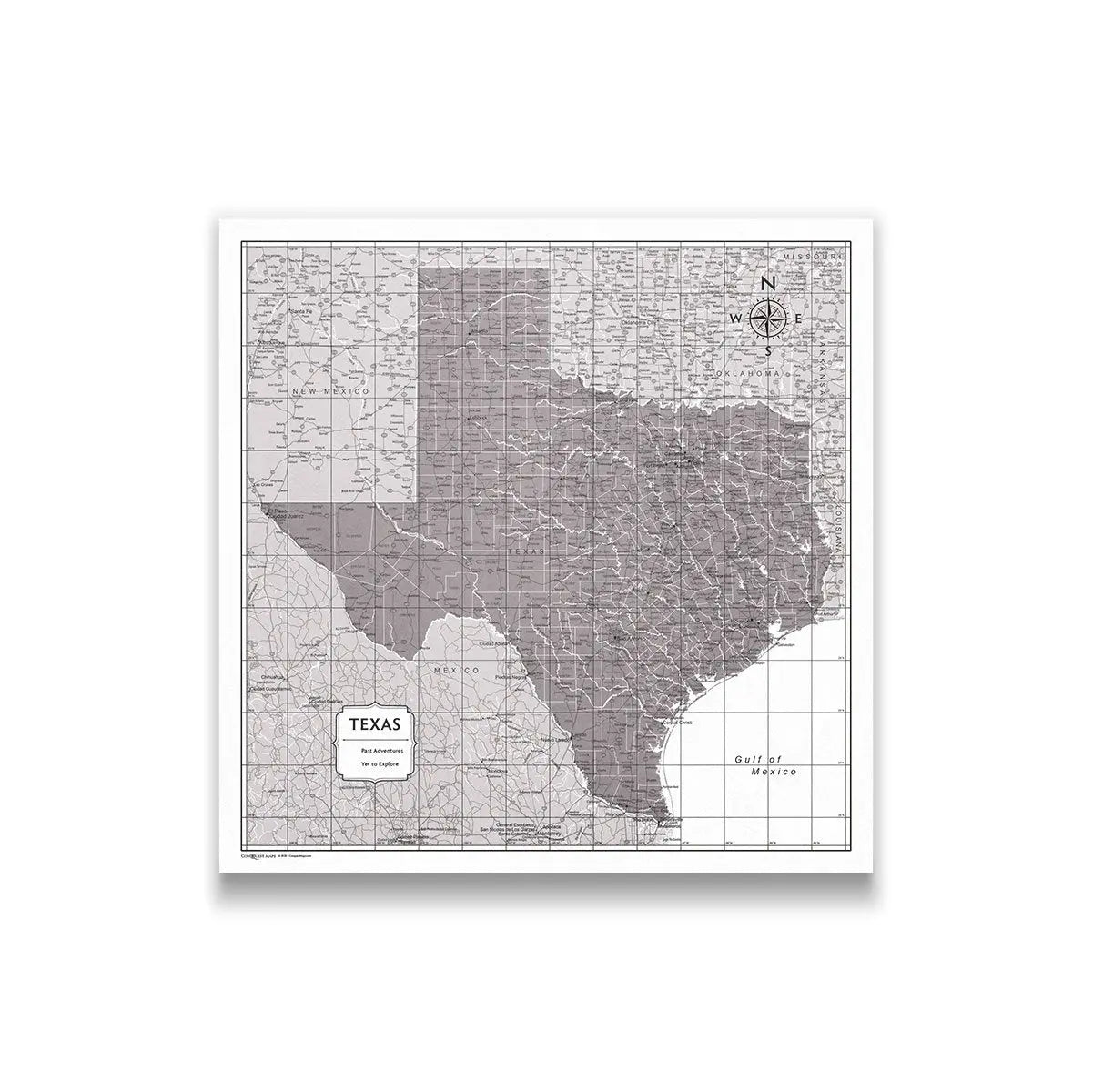 Texas Map Poster - Dark Brown Color Splash - Conquest Maps LLC