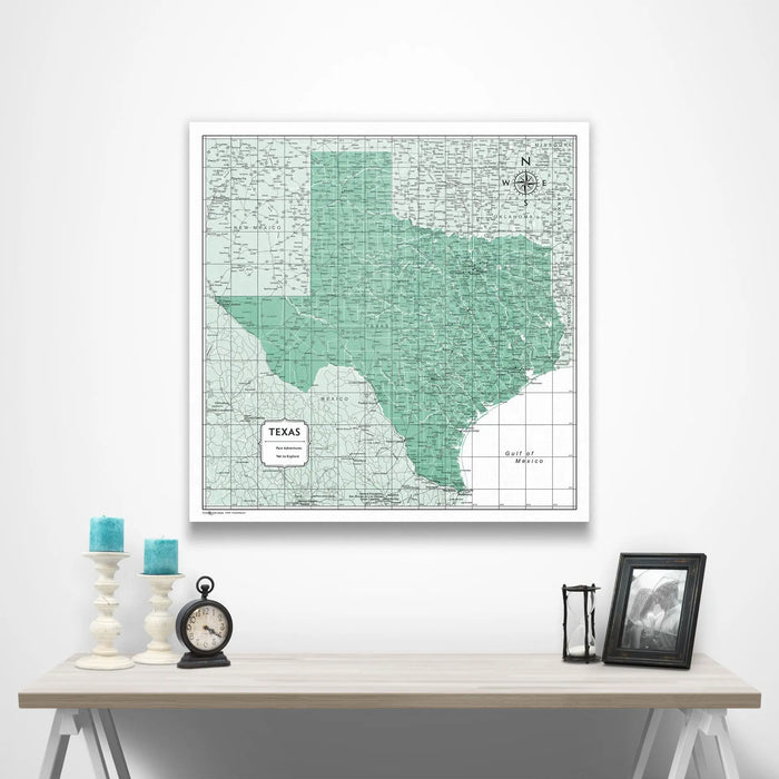 Push Pin Texas Map (Pin Board/Poster) - Green Color Splash freeshipping ...