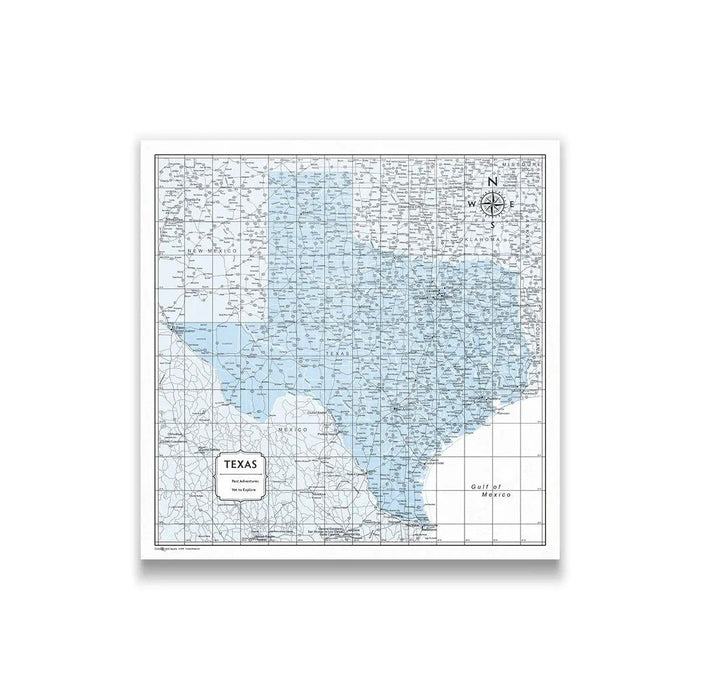 Texas Map Poster - Light Blue Color Splash - Conquest Maps LLC