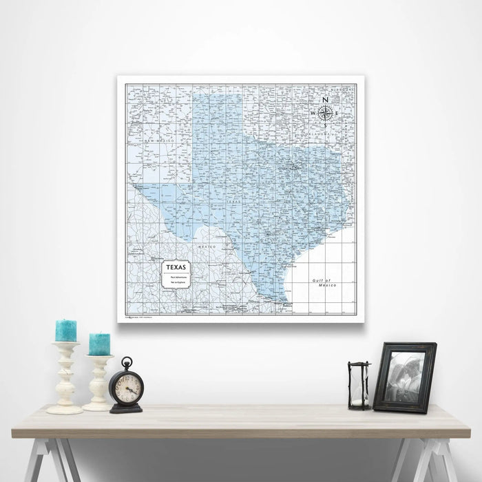 Texas Map Poster - Light Blue Color Splash - Conquest Maps LLC