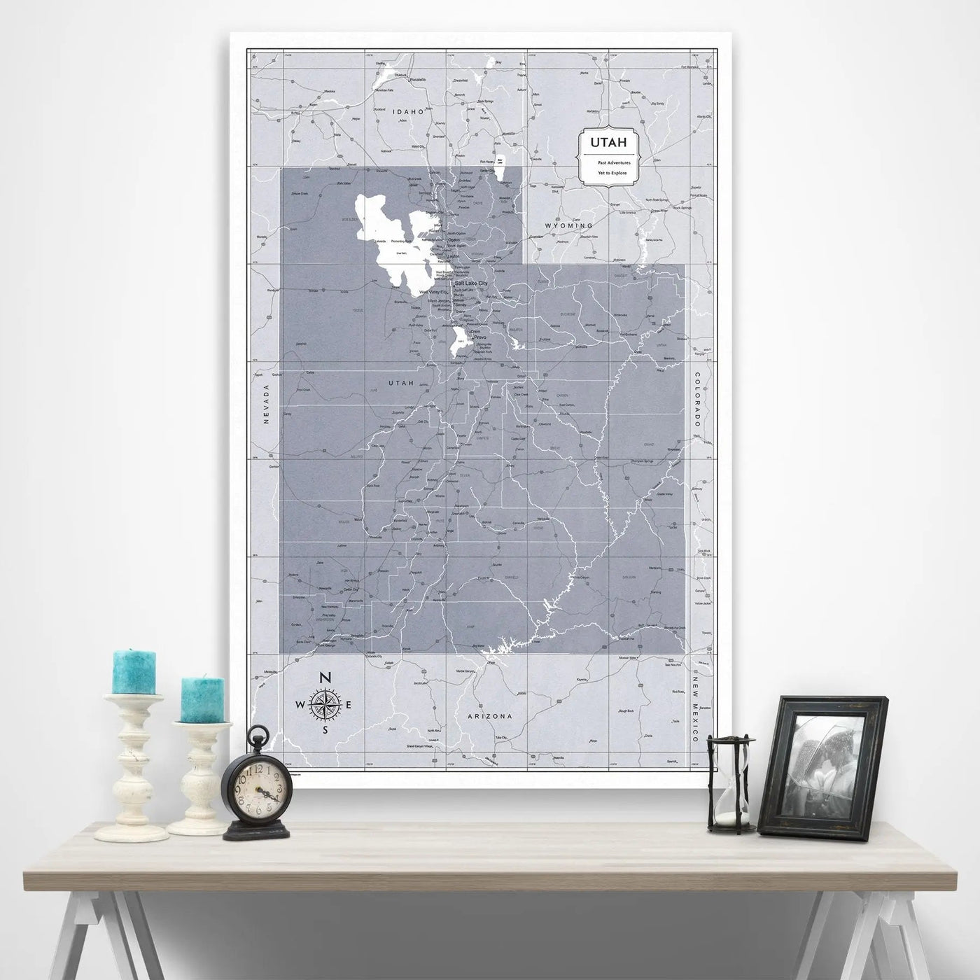 Utah Map Poster - Dark Gray Color Splash - Conquest Maps LLC