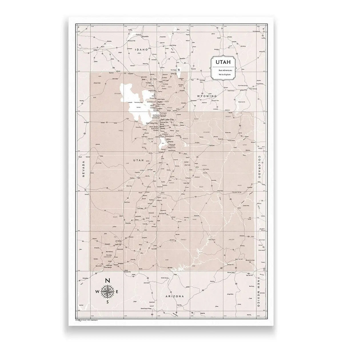Utah Map Poster - Light Brown Color Splash - Conquest Maps LLC