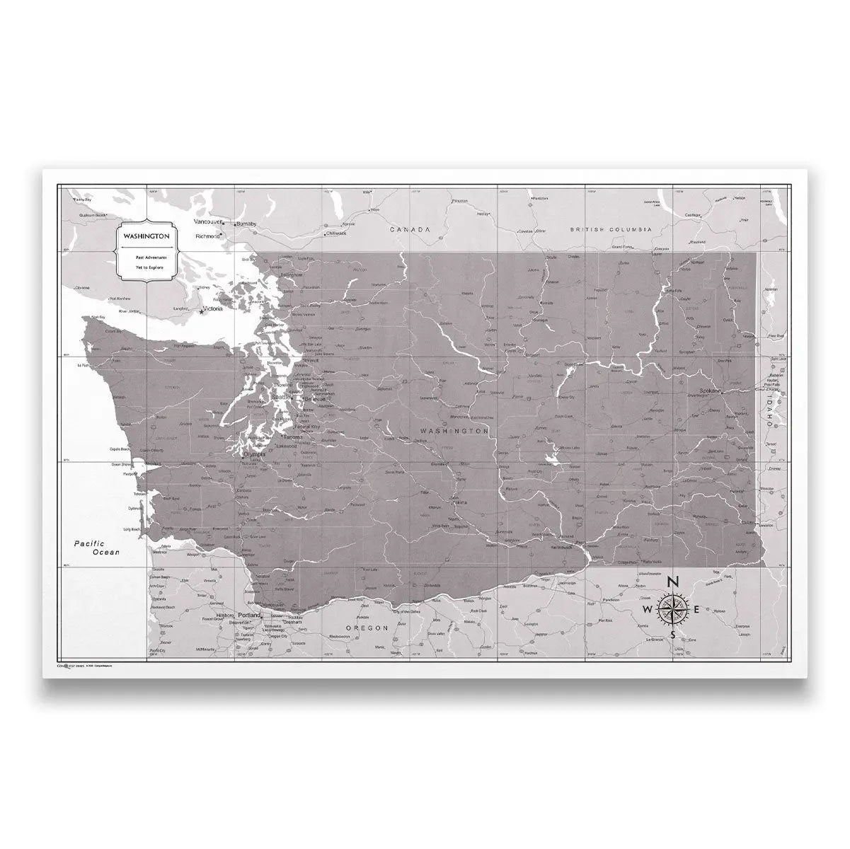 Push Pin Washington Map (Pin Board) - Dark Brown Color Splash ...