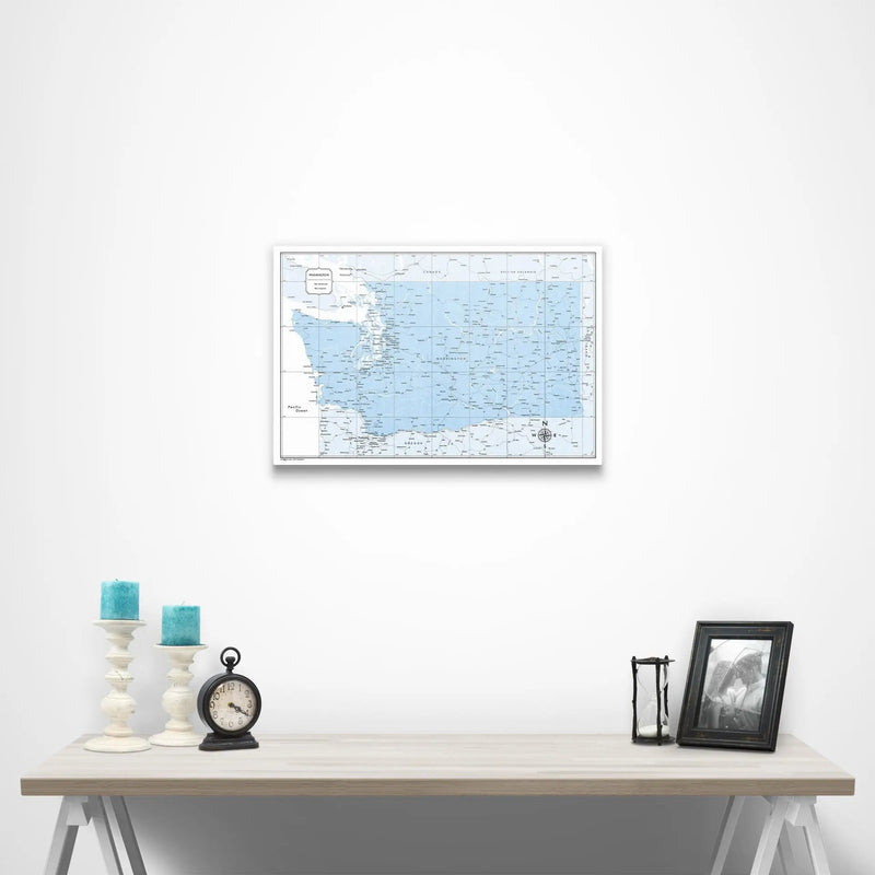 Washington Map Poster - Light Blue Color Splash - Conquest Maps LLC