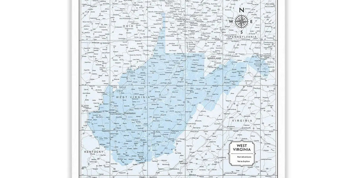 West Virginia Map Poster - Light Blue Color Splash - Conquest Maps LLC