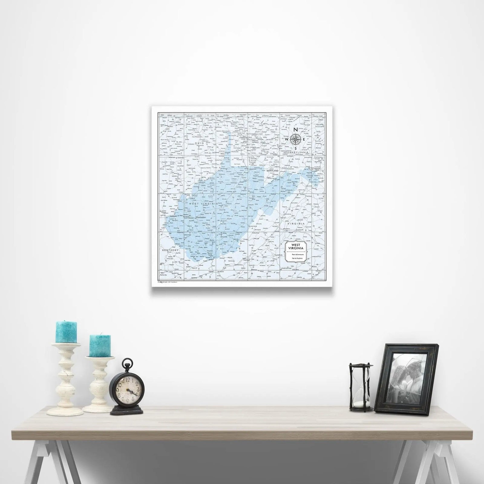 West Virginia Map Poster - Light Blue Color Splash - Conquest Maps LLC