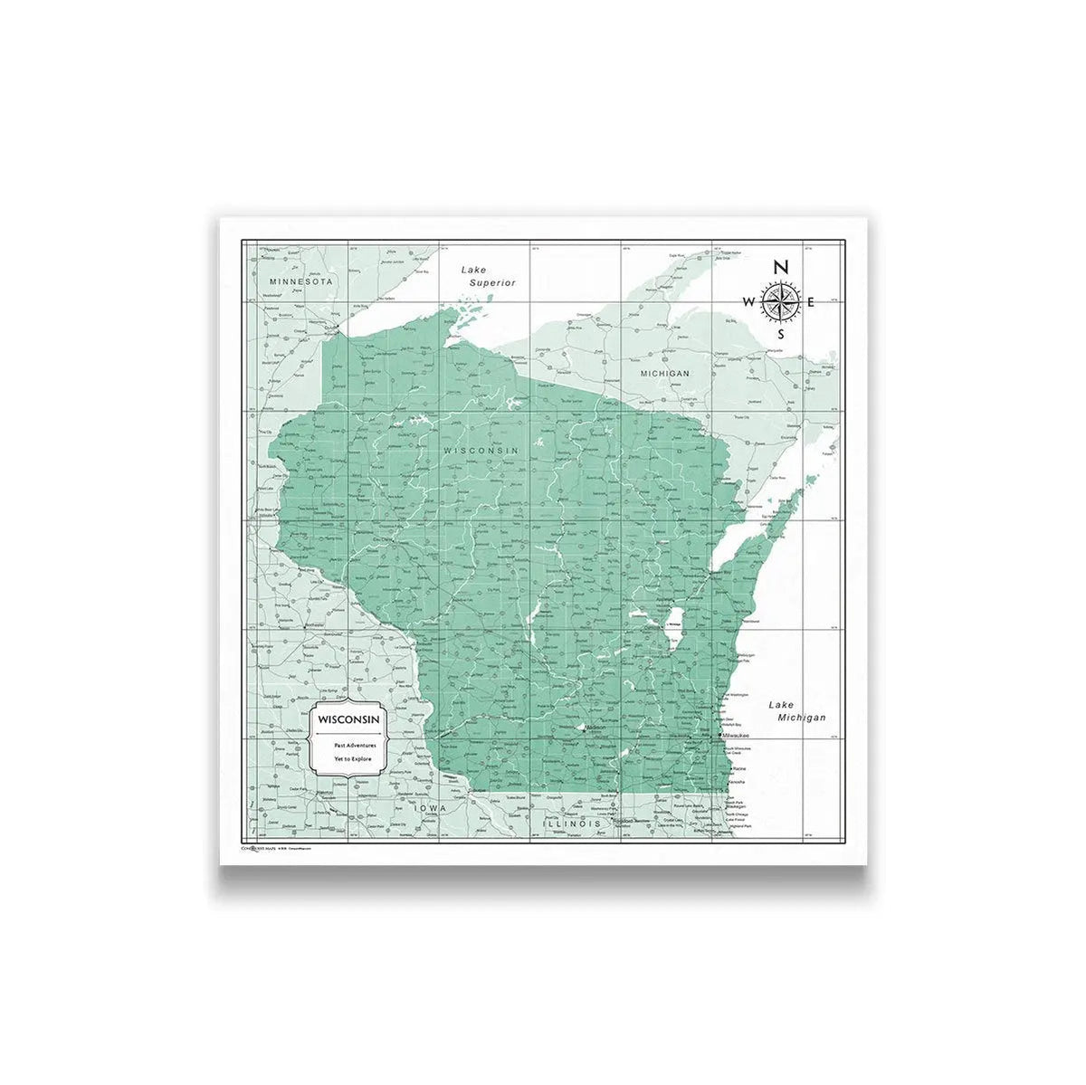 Wisconsin Map Poster - Green Color Splash - Conquest Maps LLC