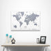 World Travel Map Pin Board with Push Pins: Dark Gray Color Splash
