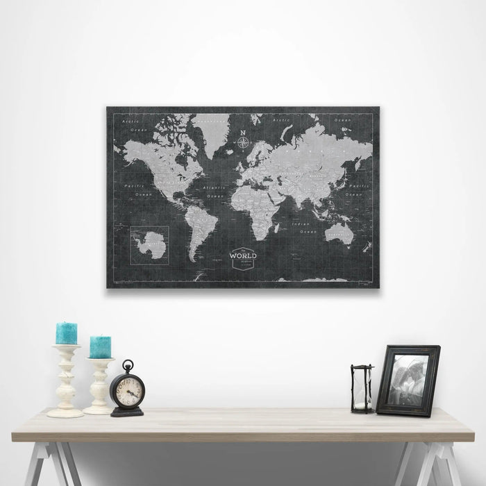 Map Poster | Black and White World Map Wall Art | Conquest Maps