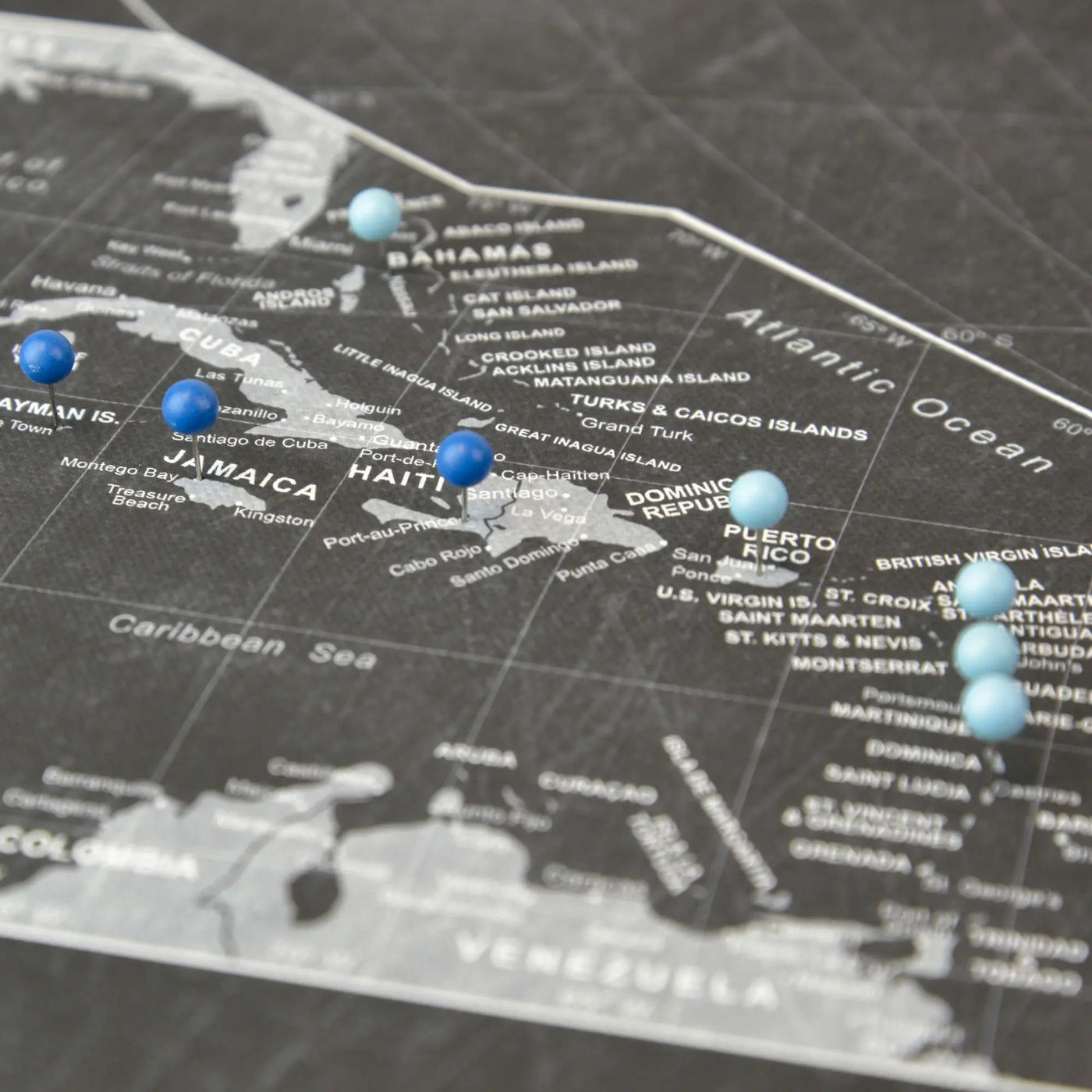Modern Slate - Push Pin World (Winkel Tripel) Map (Pin Board) w/ Push ...