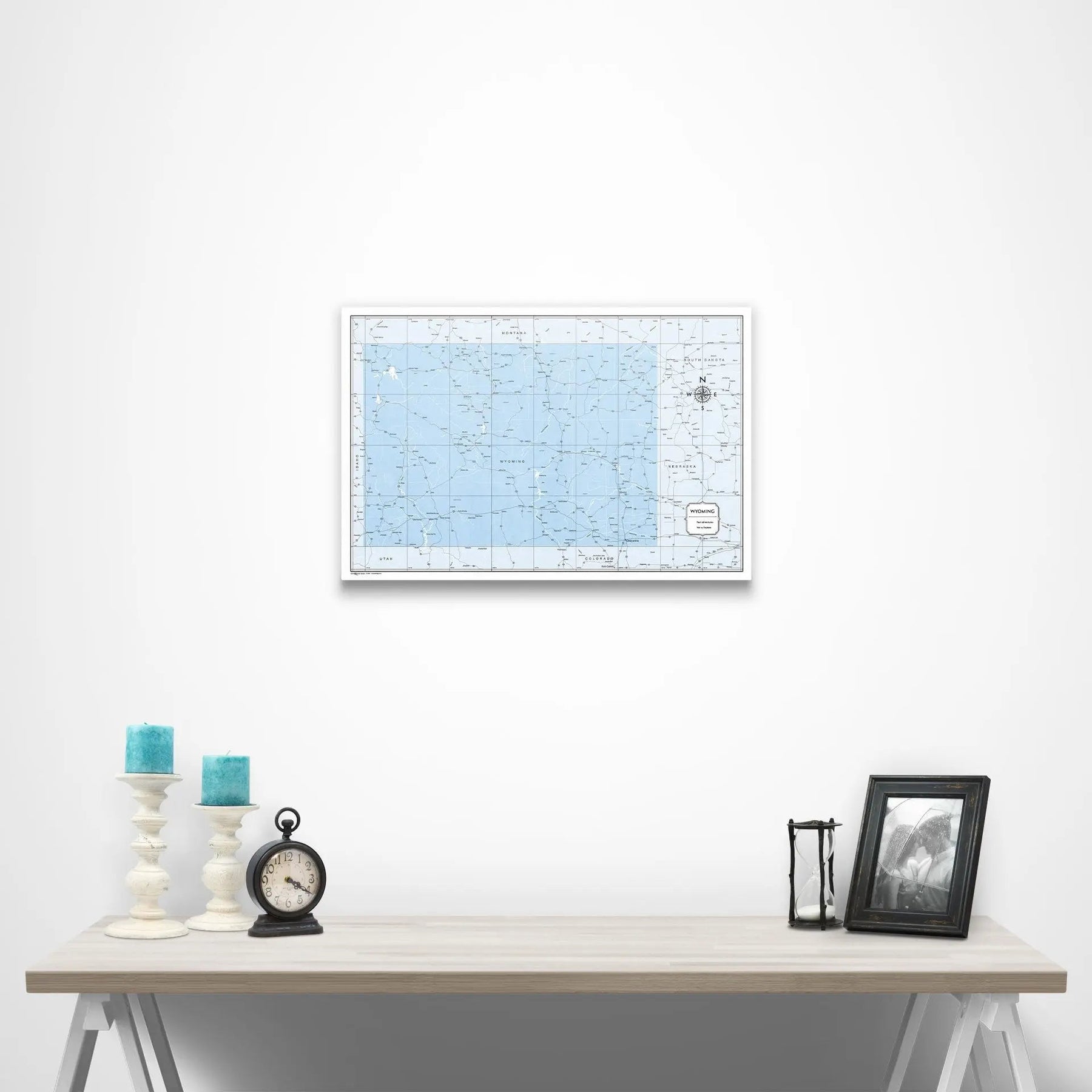 Wyoming Map Poster - Light Blue Color Splash - Conquest Maps LLC