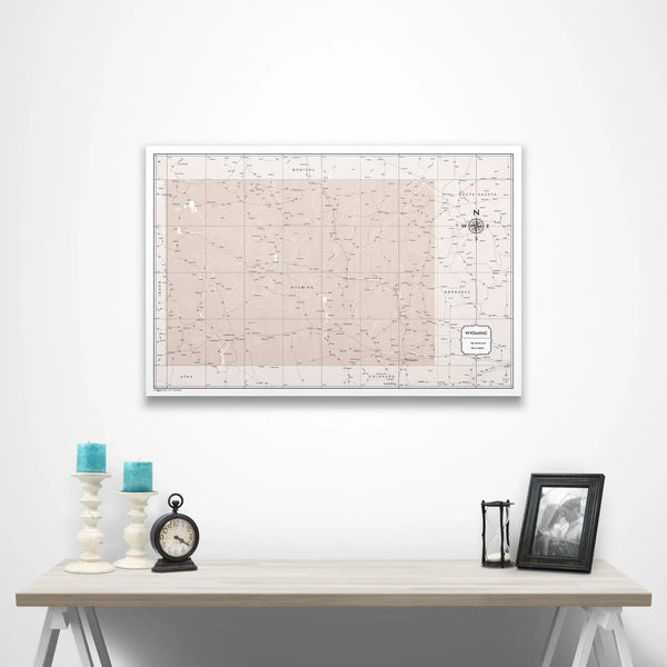 Wyoming Map Poster - Light Brown Color Splash - Conquest Maps LLC