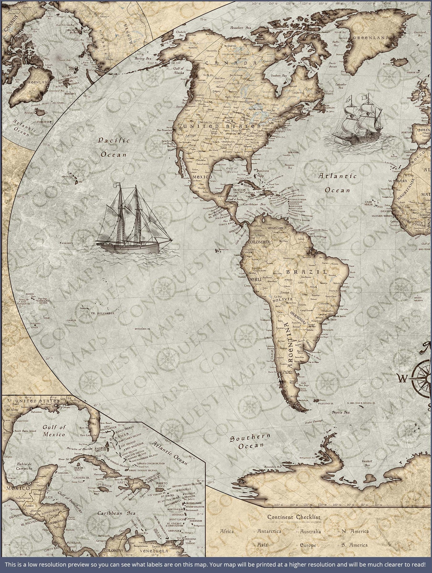 Rustic Vintage - World Travel (Winkel Tripel) Map (Poster) | Conquest Maps
