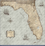 Push Pin Florida Map (Pin Board) - Rustic Vintage - Conquest Maps LLC